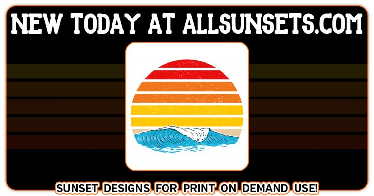 Ocean Retro Sunset - Sunset Graphic Designs for POD Use